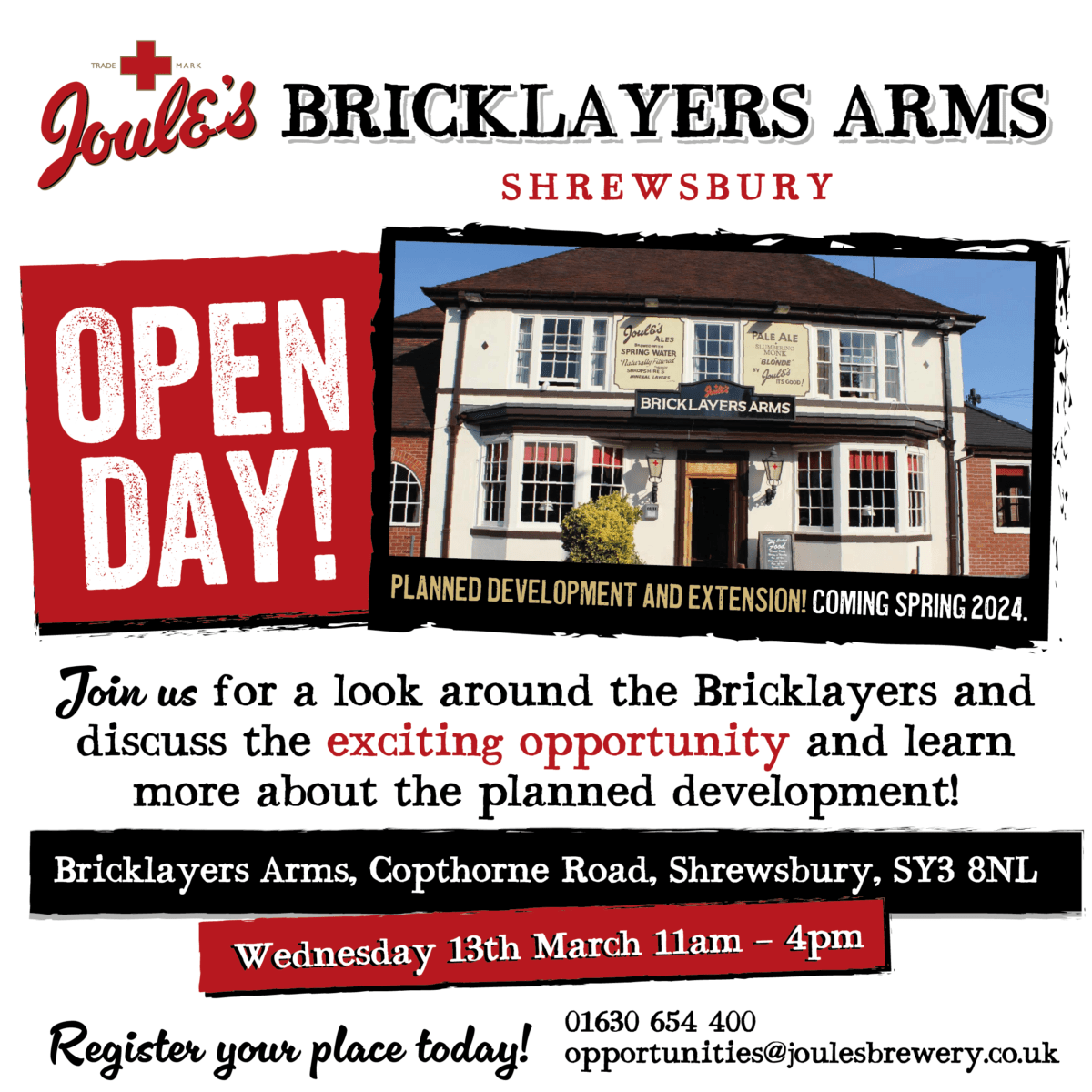 Open Day at The Bricklayers Arms, Shrewsbury! – Joule's Brewery